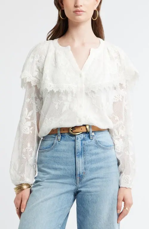 Treasure & Bond Lace Button-up Shirt - Ivory Egret