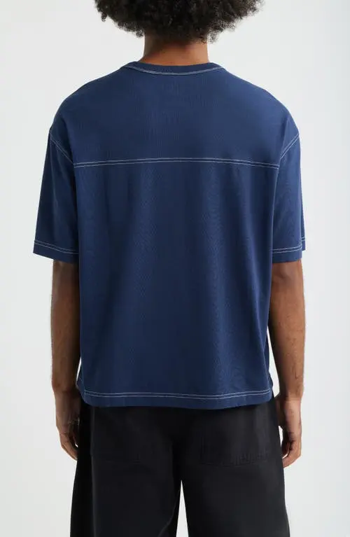 Bp. Contrast Coverstitch Cotton Jersey T-shirt - Navy Iris