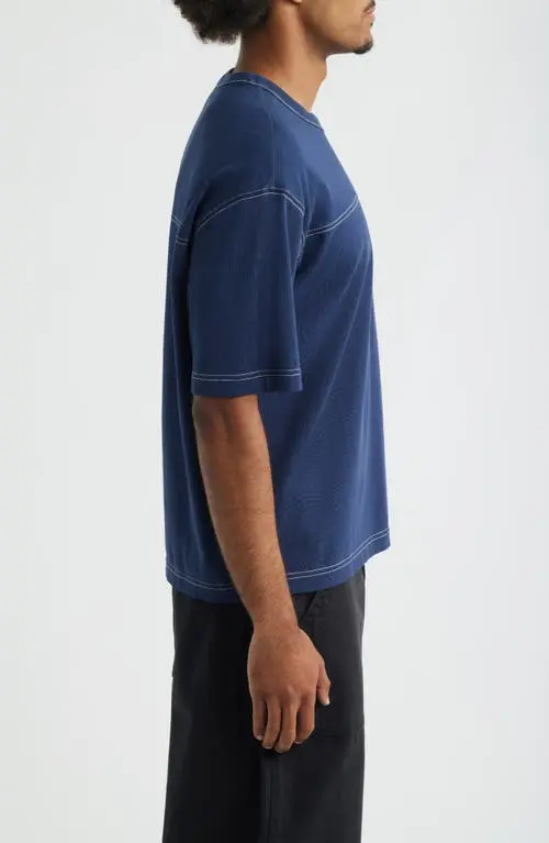 Bp. Contrast Coverstitch Cotton Jersey T-shirt - Navy Iris