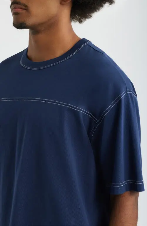 Bp. Contrast Coverstitch Cotton Jersey T-shirt - Navy Iris
