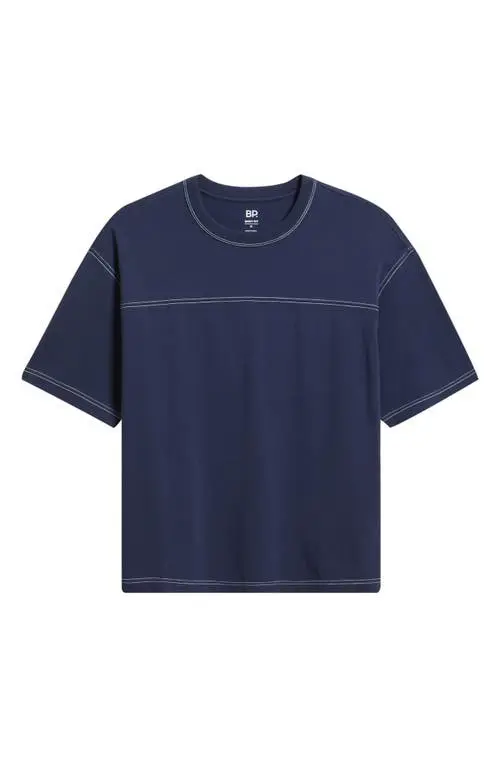 Bp. Contrast Coverstitch Cotton Jersey T-shirt - Navy Iris