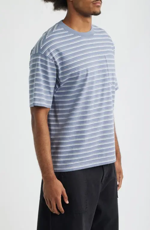 Bp. Boxy Stripe Cotton Pocket T-shirt - Grey- Navy Iris Stripe