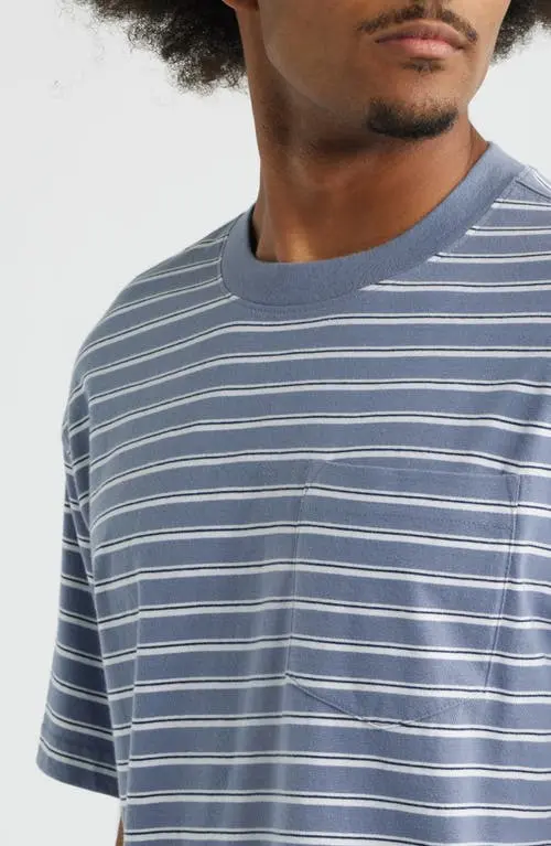 Bp. Boxy Stripe Cotton Pocket T-shirt - Grey- Navy Iris Stripe