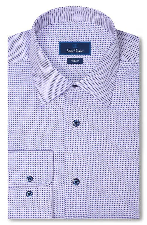 David Donahue Regular Fit Geo Pattern Cotton Dobby Dress Shirt - Lilac/navy