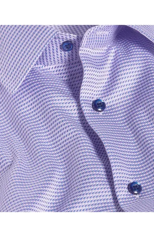 David Donahue Regular Fit Geo Pattern Cotton Dobby Dress Shirt