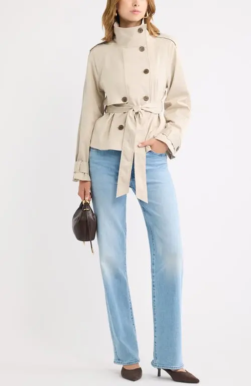 OPEN EDIT Double Breasted Crop Trench Coat