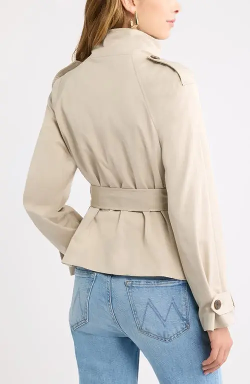 OPEN EDIT Double Breasted Crop Trench Coat