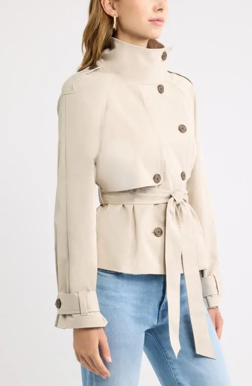 OPEN EDIT Double Breasted Crop Trench Coat