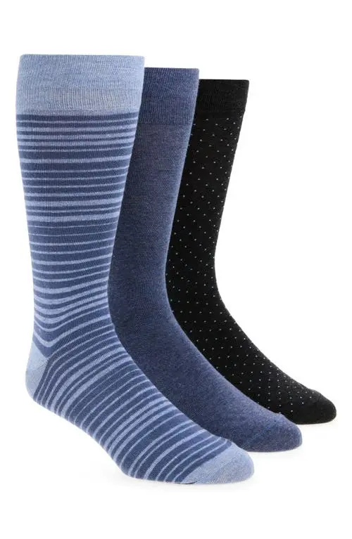 Nordstrom Assorted 3-pack Combed Cotton Blend Dress Socks - Multi Blue Combo