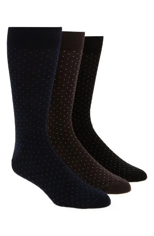 Nordstrom Assorted 3-pack Combed Cotton Blend Dress Socks - Multi Dot Combo