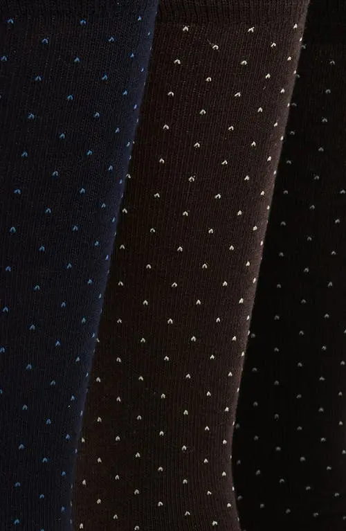 Nordstrom Assorted 3-pack Combed Cotton Blend Dress Socks - Multi Dot Combo