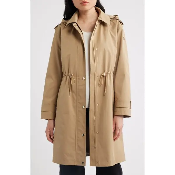 Michael Kors Hooded Trench Coat - Dark Camel