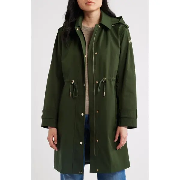 Michael Kors Hooded Trench Coat - Dark Moss