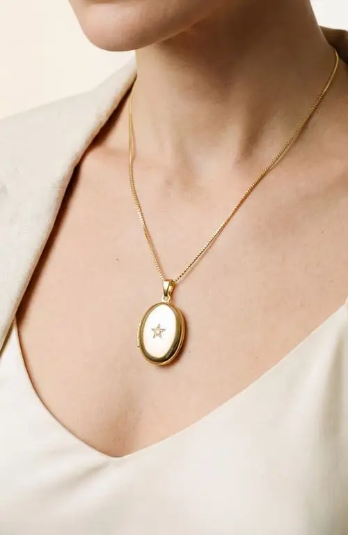 Argento Vivo Oval Locket Pendant Necklace - Gold