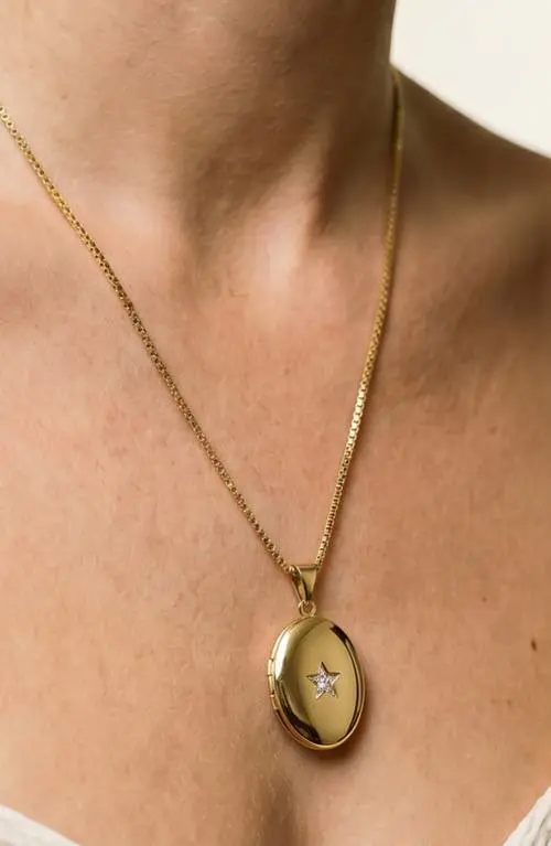Argento Vivo Oval Locket Pendant Necklace - Gold
