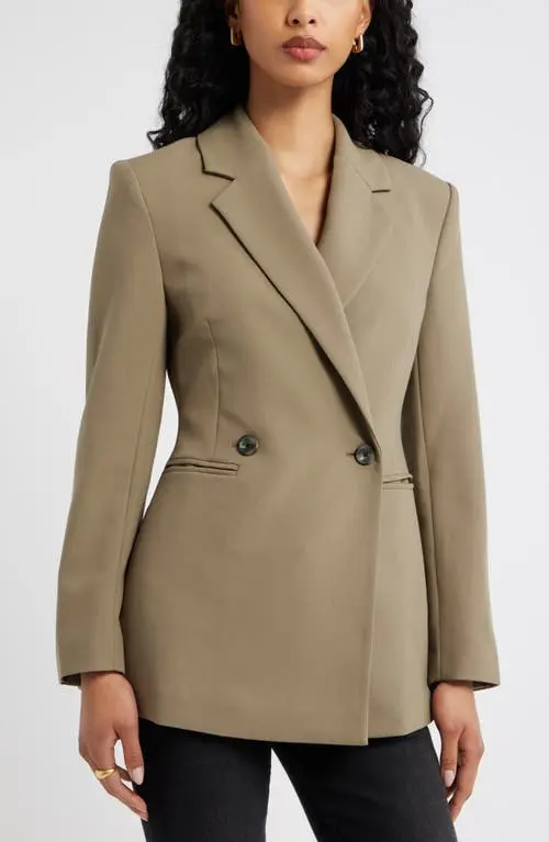 OPEN EDIT The Icon Double Breasted Blazer - Olive Dusk