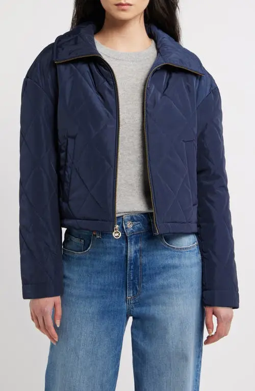 Michael Kors Quilted Spread Collar Jacket - Midnight