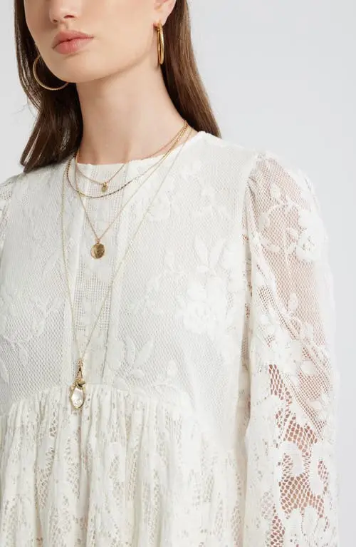 Treasure & Bond Long Sleeve Lace Babydoll Dress