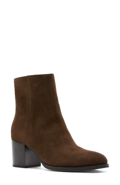 La Canadienne Wisdom Bootie With Stacked Heel - Brunette Suede