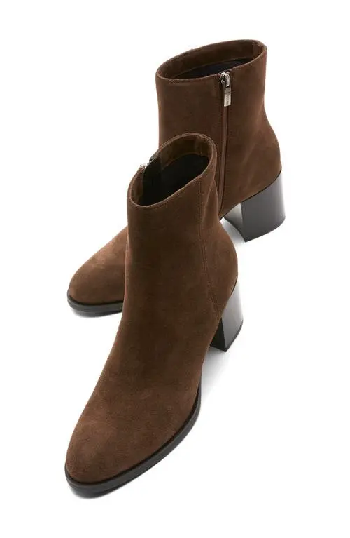 La Canadienne Wisdom Bootie With Stacked Heel - Brunette Suede
