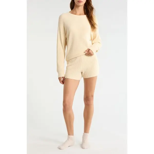 Barefoot Dreams Cozychic® Ribbed Pullover & Shorts - Daffodil