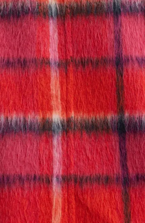 Sam Edelman Brushed Plaid Coat - Red Plaid