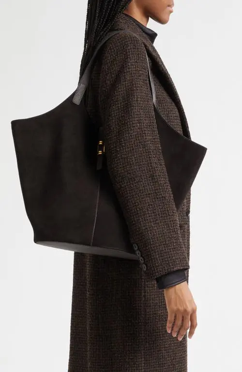 REISS Lyra Leather & Suede Large Tote