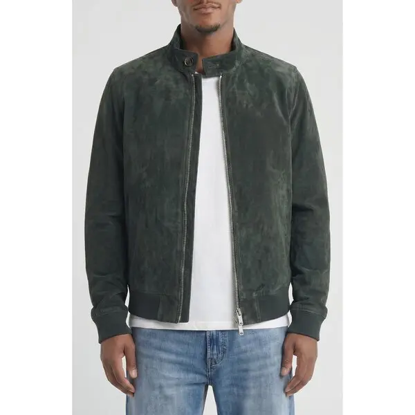 Bagatelle Genuine Suede Harrington Jacket - Bottle Green