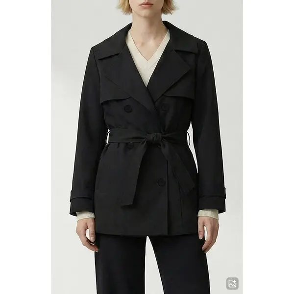 NOIZE Amina Tie Waist Water Repellent Coat - Black