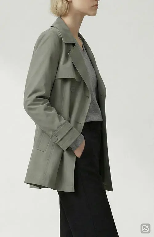 NOIZE Amina Tie Waist Water Repellent Coat - Sage