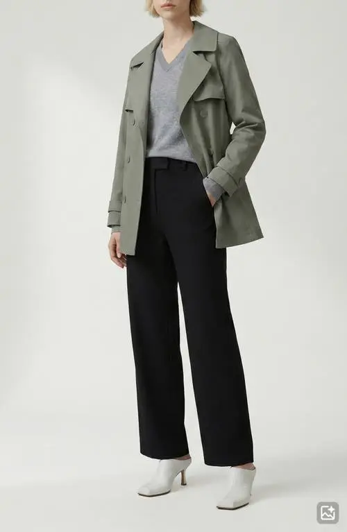 NOIZE Amina Tie Waist Water Repellent Coat - Sage