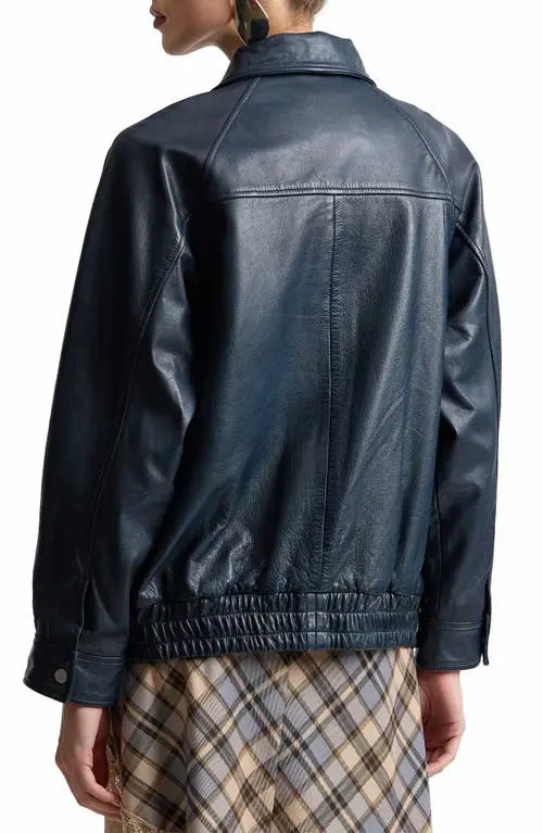 Avec Les Filles Oversize Leather Bomber Jacket - Ink
