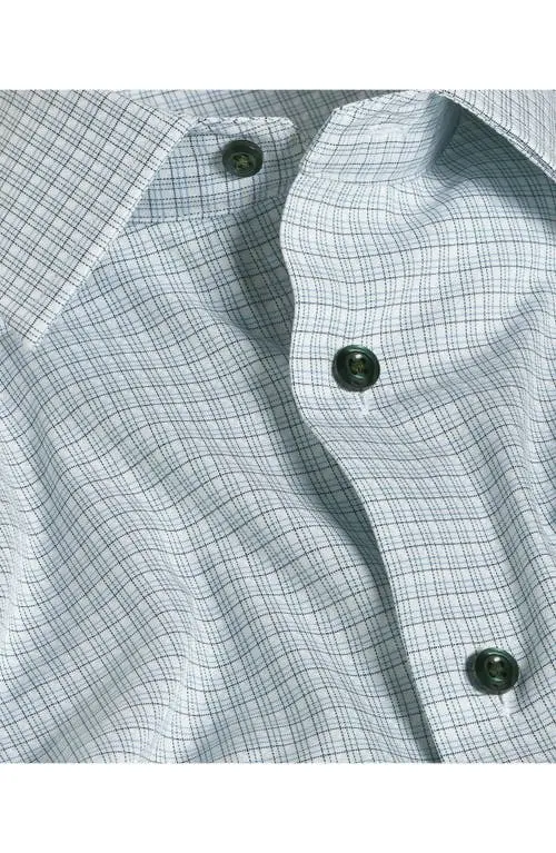 David Donahue Trim Fit Shadow Check Cotton Dress Shirt - White/hunter