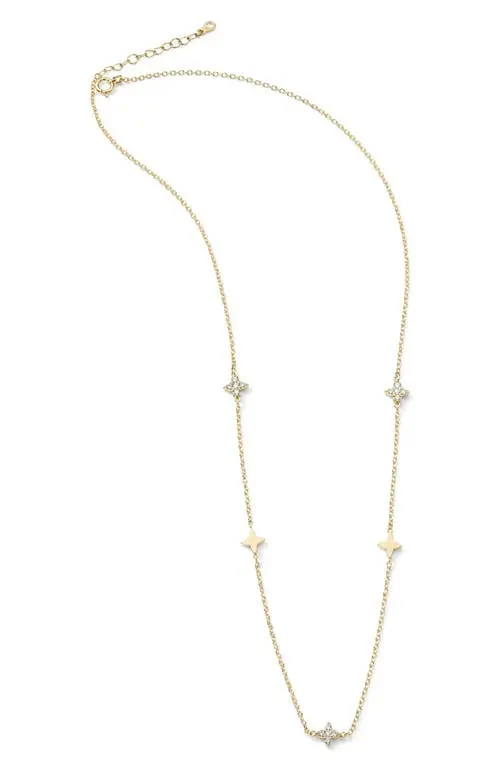 Argento Vivo Pavé Flower Station Necklace - Gold