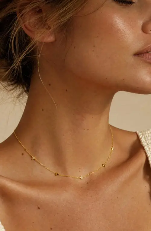 Argento Vivo Pavé Flower Station Necklace