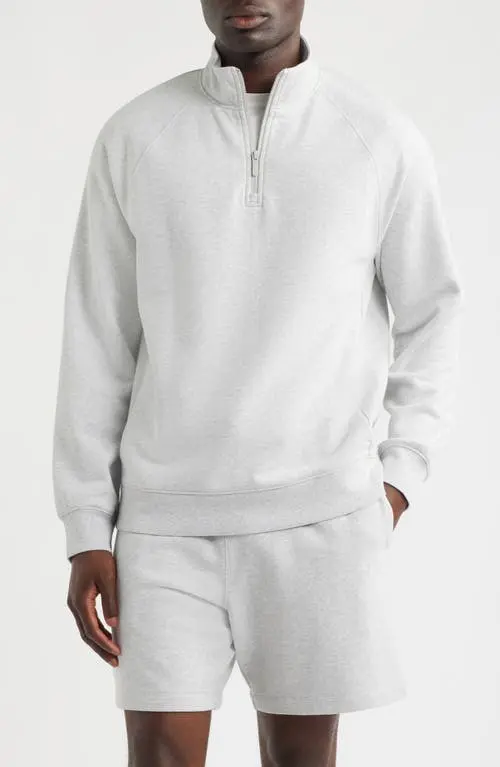 Zella Cotton French Terry Quarter Zip Sweatshirt - Grey Lunar Heather