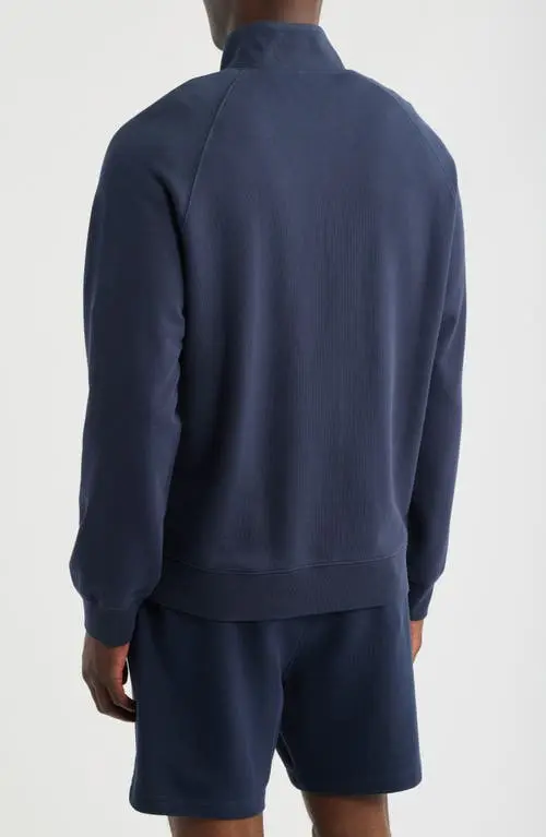 Zella Cotton French Terry Quarter Zip Sweatshirt - Navy Eclipse