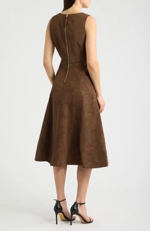 EN SAISON Eloise Belted Faux Suede Midi Dress
