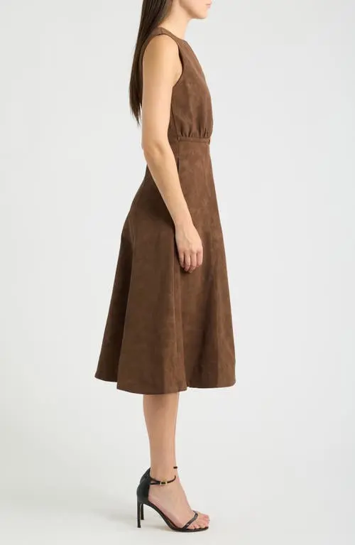 EN SAISON Eloise Belted Faux Suede Midi Dress