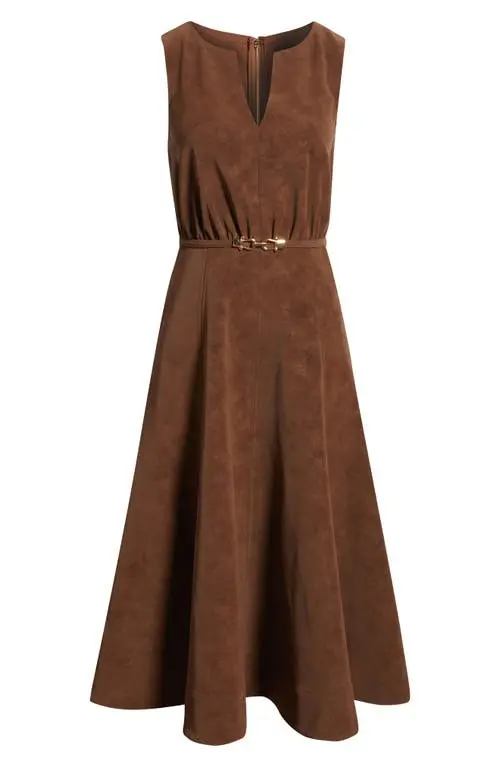 EN SAISON Eloise Belted Faux Suede Midi Dress
