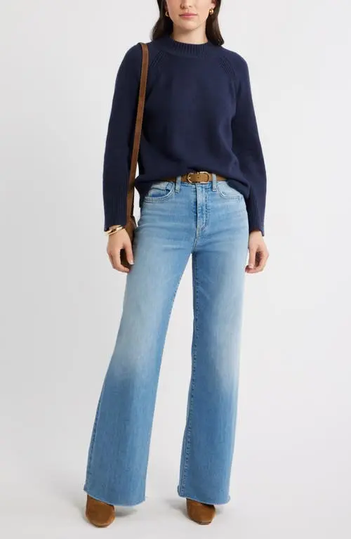 Caslon Bell Sleeve Mock Neck Sweater - Navy Still