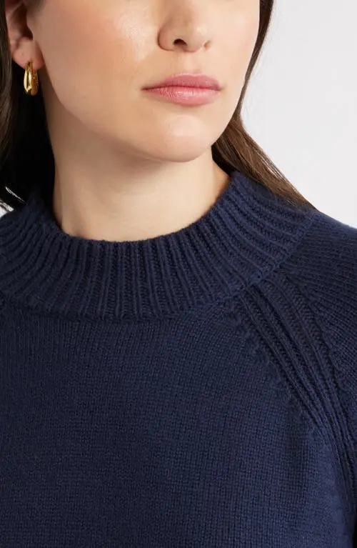 Caslon Bell Sleeve Mock Neck Sweater - Navy Still