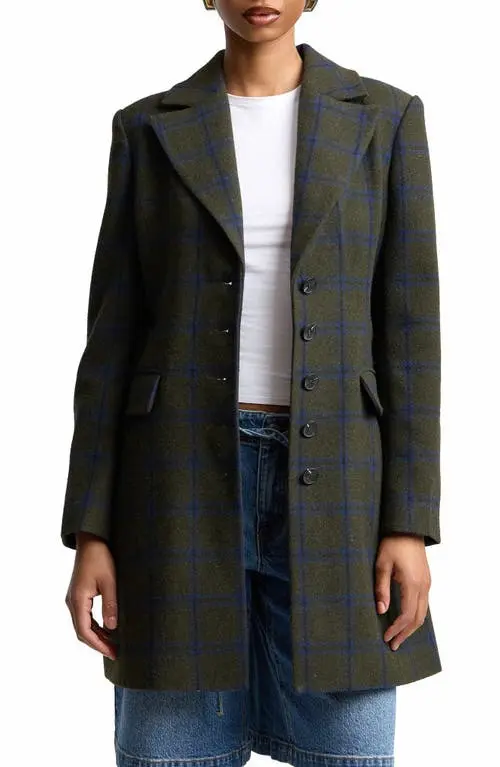 Avec Les Filles Sculpted Plaid Coat
