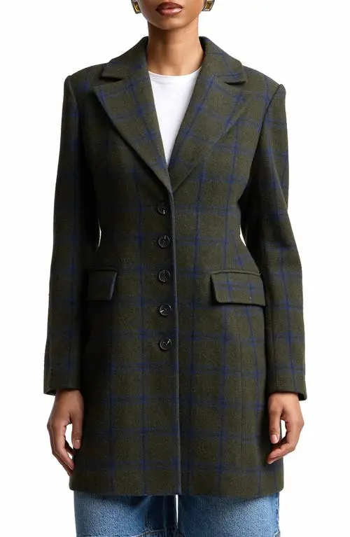 Avec Les Filles Sculpted Plaid Coat