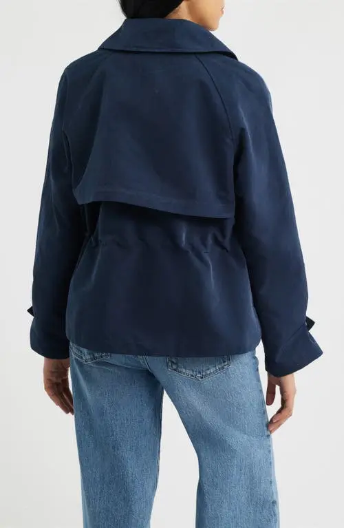 Bernardo Short Hooded Raincoat - Navy