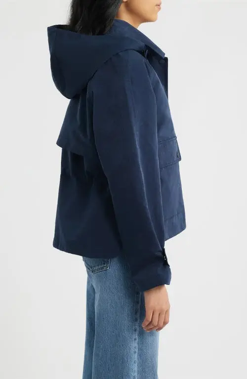 Bernardo Short Hooded Raincoat - Navy