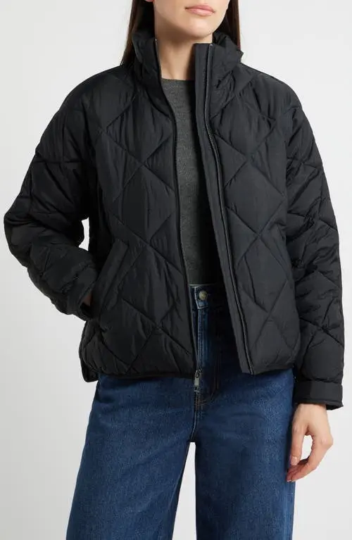 Bcbgmaxazria Crop Diamond Quilted Jacket - Black