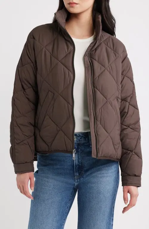 Bcbgmaxazria Crop Diamond Quilted Jacket - Chocolate