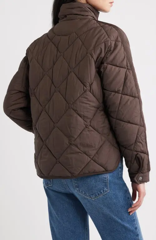 Bcbgmaxazria Crop Diamond Quilted Jacket - Chocolate