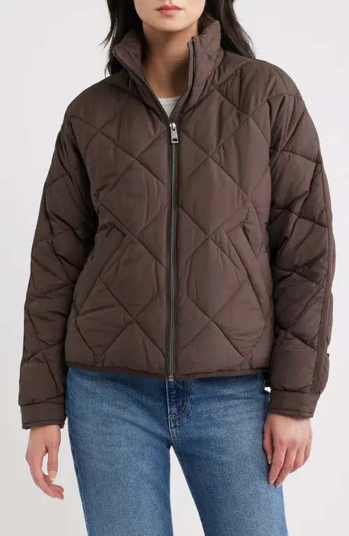 Bcbgmaxazria Crop Diamond Quilted Jacket - Chocolate